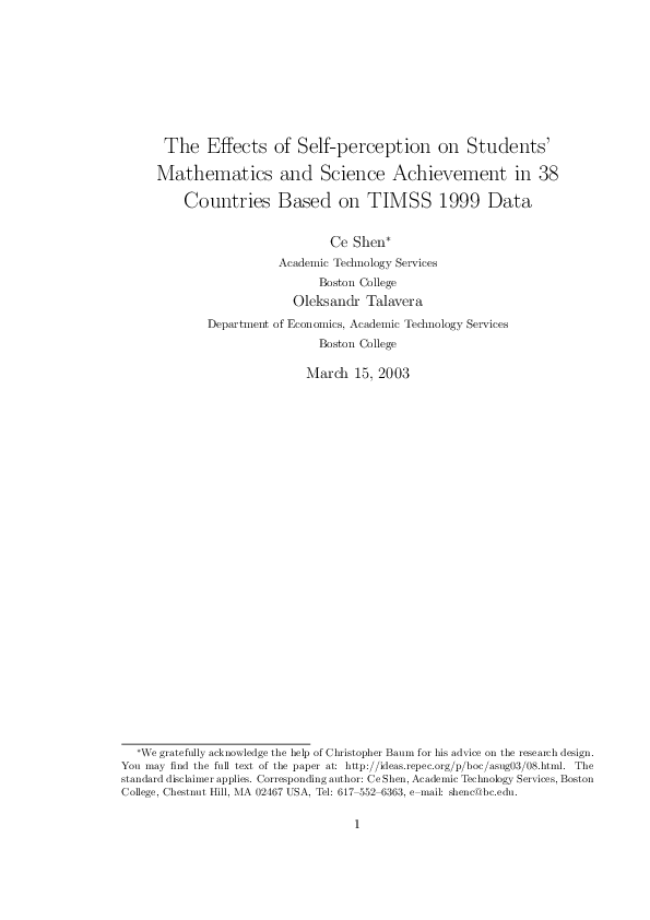 (PDF) The Effects of Self-perception on Students' Mathematics and ...