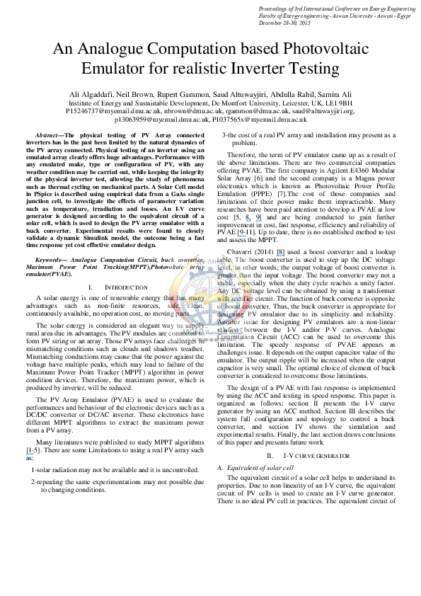 Pdf 4 An Analogue Computation Based Photovoltaic Emulator For