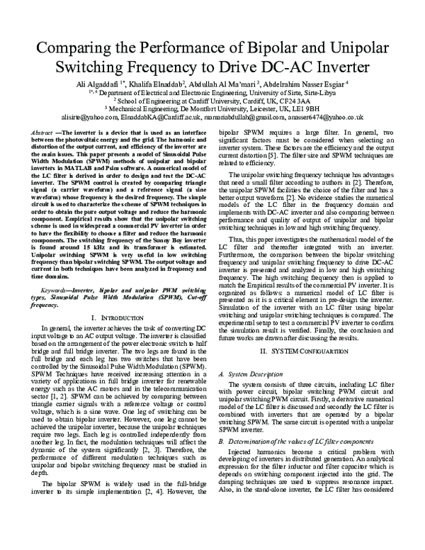(PDF) Comparing the Performance of Bipolar and Unipolar Switching ...