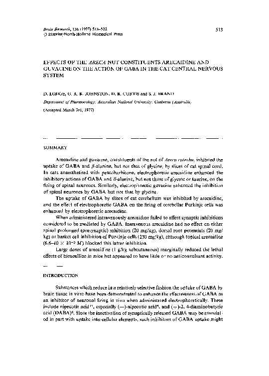 (PDF) Areca Nut Constituents Impact GABA Function