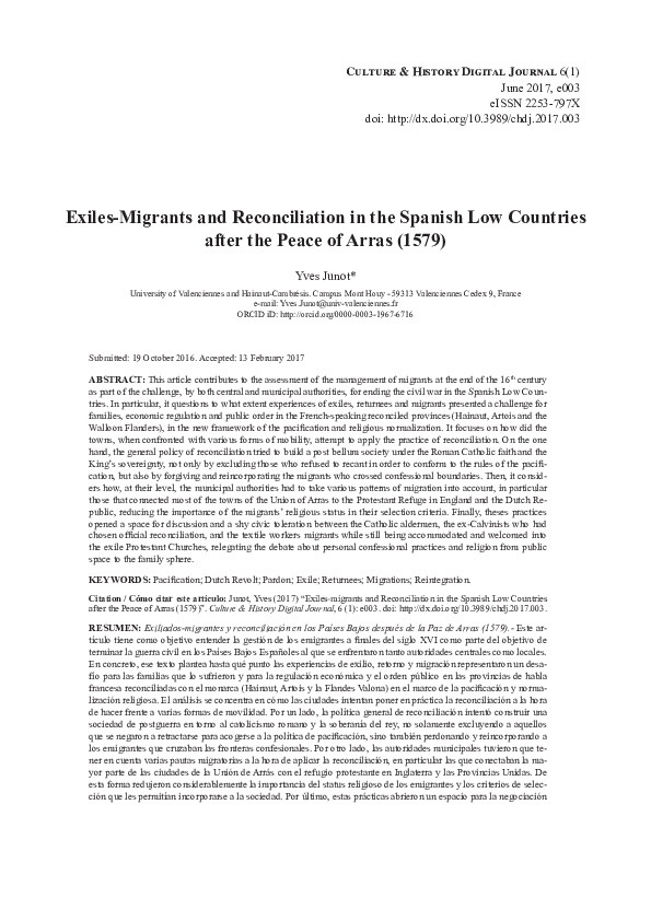 (PDF) Exiles-Migrants and Reconciliation in the Spanish Low Countries ...