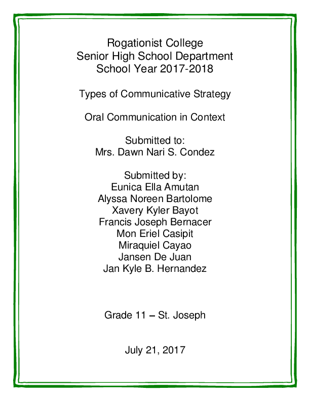 (DOC) Types of Communicative Strategy