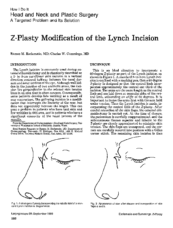 (PDF) Z-Plasty Modification of the Lynch Incision
