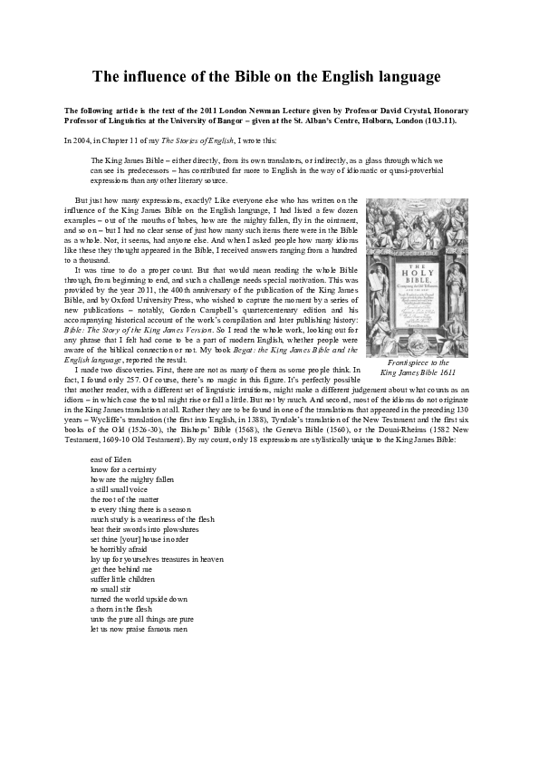 (PDF) The influence of the Bible on the English language