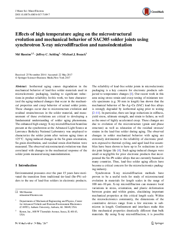 (PDF) Effects of high temperature aging on the microstructural evolution and mechanical behavior ...
