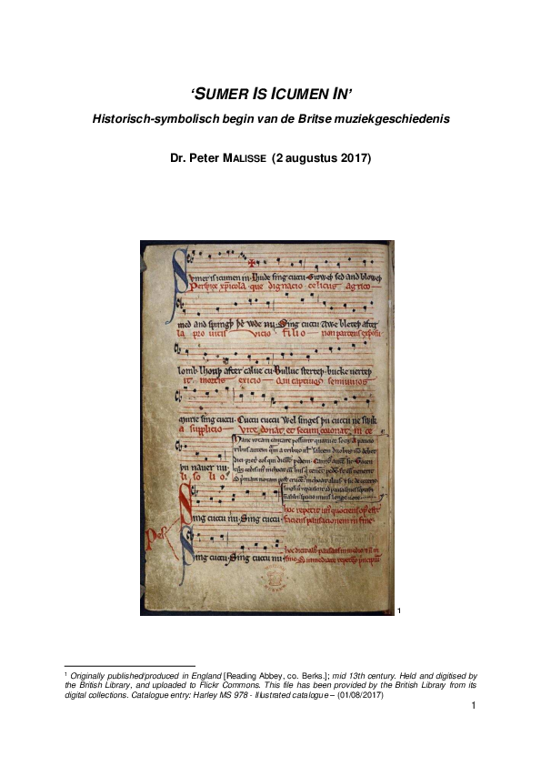 (PDF) 'SUMER IS ICUMEN IN'. Historisch-symbolisch begin van de Britse ...