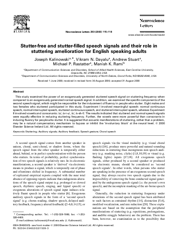 (PDF) Stutter-free and stutter-filled speech signals and their role in ...