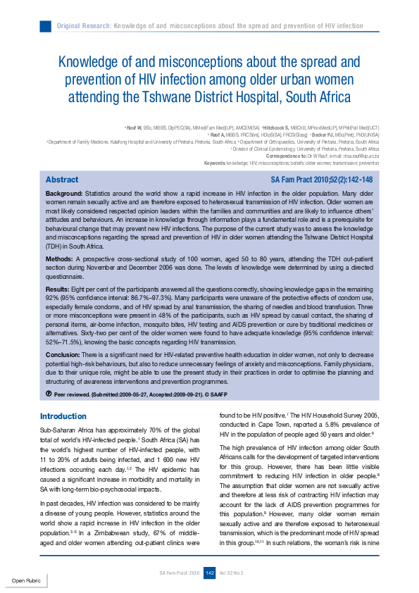 (PDF) Knowledge of and misconceptions about the spread and prevention ...