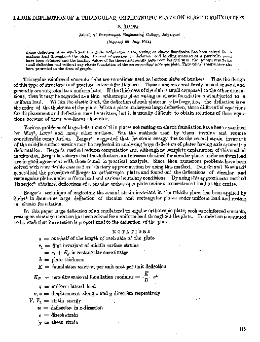 (PDF) Large Deflection of a Triangular Orthotropic Plate on Elastic ...