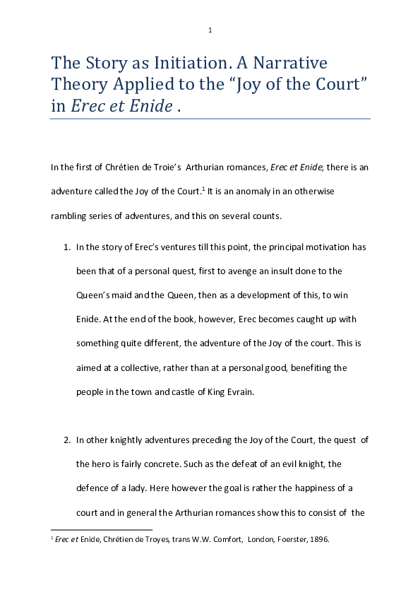 (DOC) Narrative Theory of Courtly Initiation in Erec