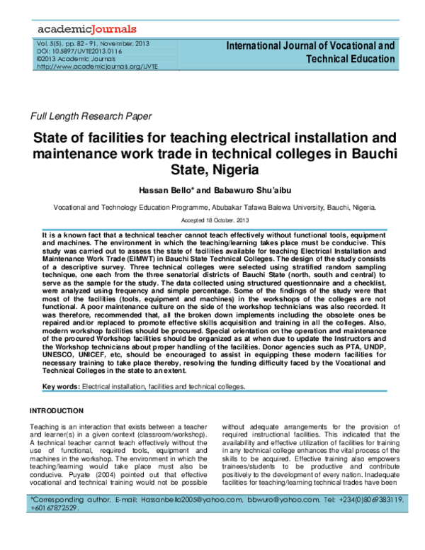 (PDF) International Journal of Vocational and Technical Education State ...