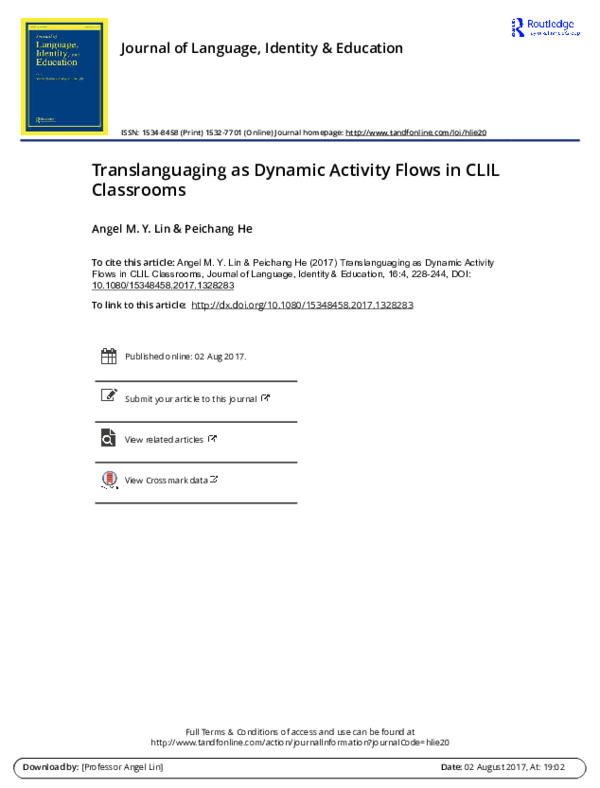 (PDF) Translanguaging as Dynamic Activity Flows in CLIL Classrooms