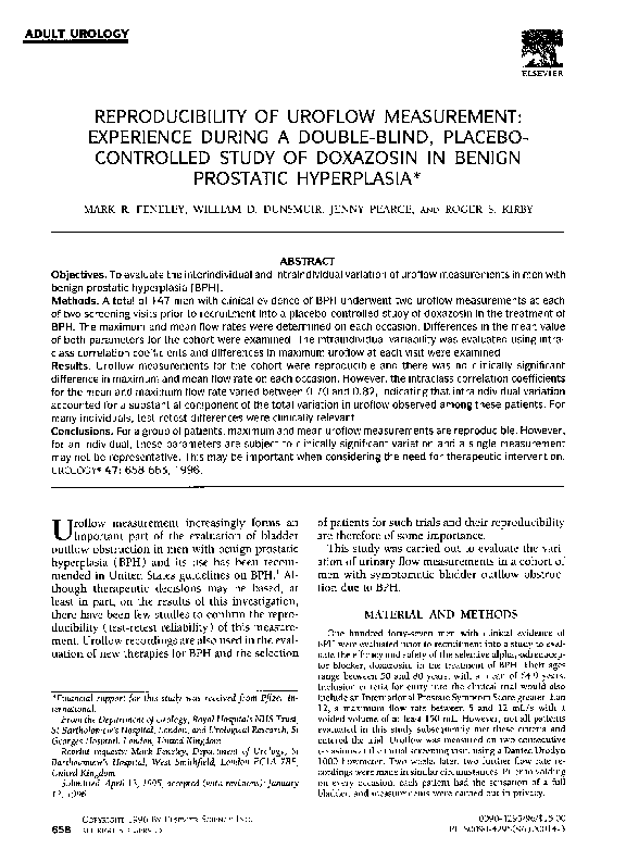 (PDF) Reproducibility of uroflow measurement: experience during a ...