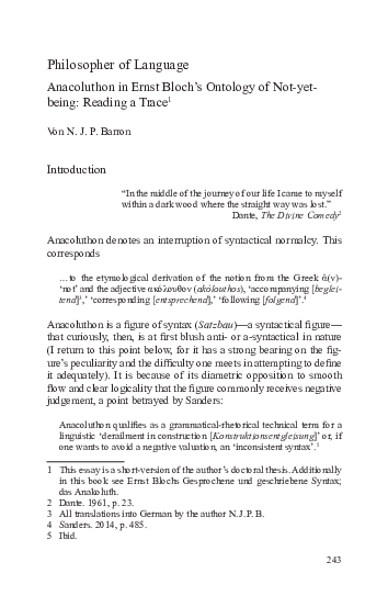(PDF) Anacoluthon in Ernst Bloch's Ontology of Not-Yet Being