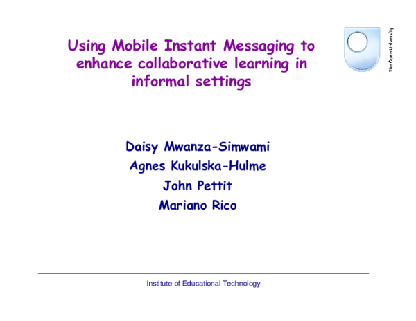 (PDF) Using Mobile Instant Messaging to enhance collaborative learning ...