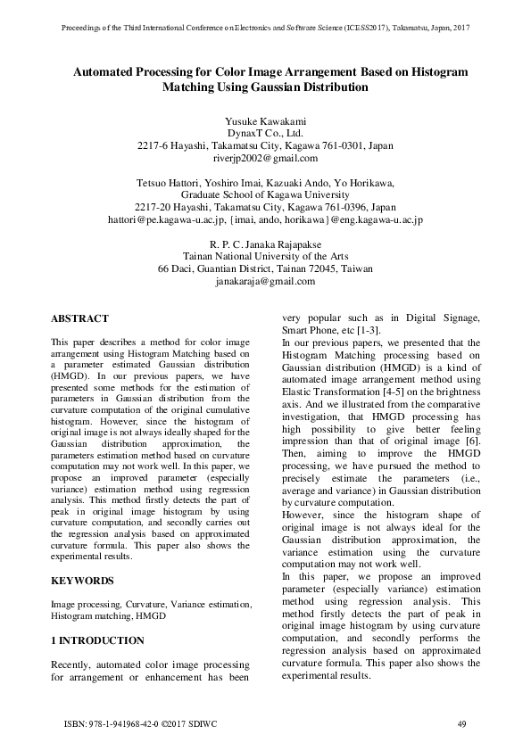 Pdf Automated Processing For Color Image Arrangement Based On Histogram Matching Using