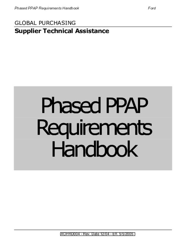 (PDF) Phased PPAP Requirements Handbook