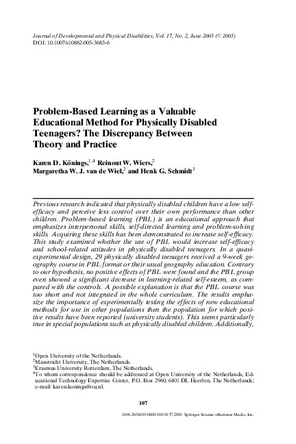 (PDF) Problem-Based Learning as a Valuable Educational Method for ...