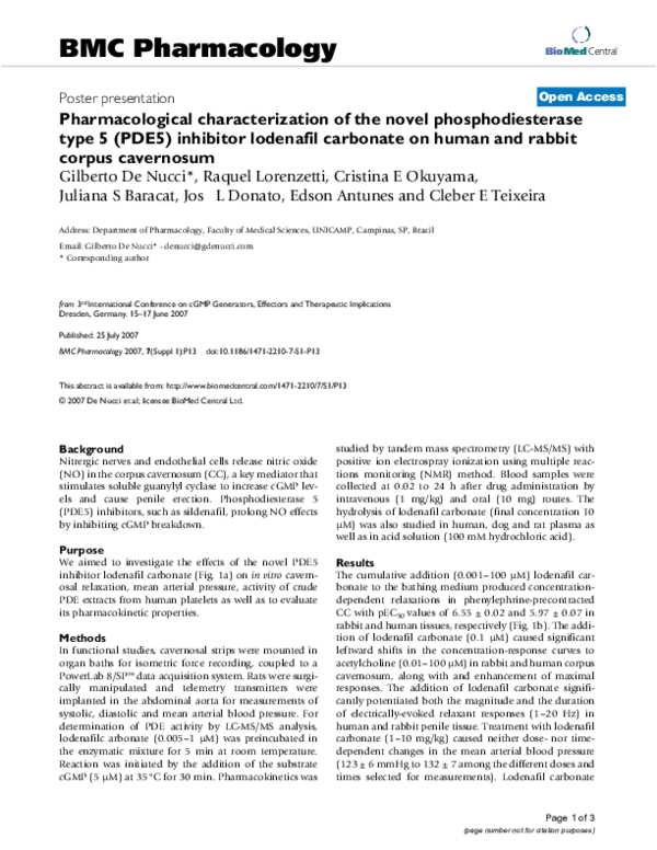 (PDF) Pharmacological characterization of the novel phosphodiesterase ...