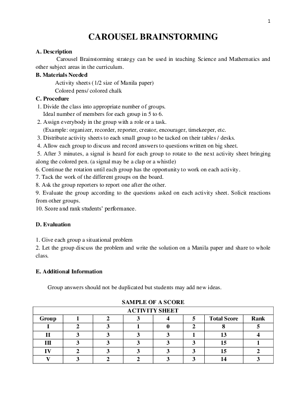 (DOC) CAROUSEL BRAINSTORMING