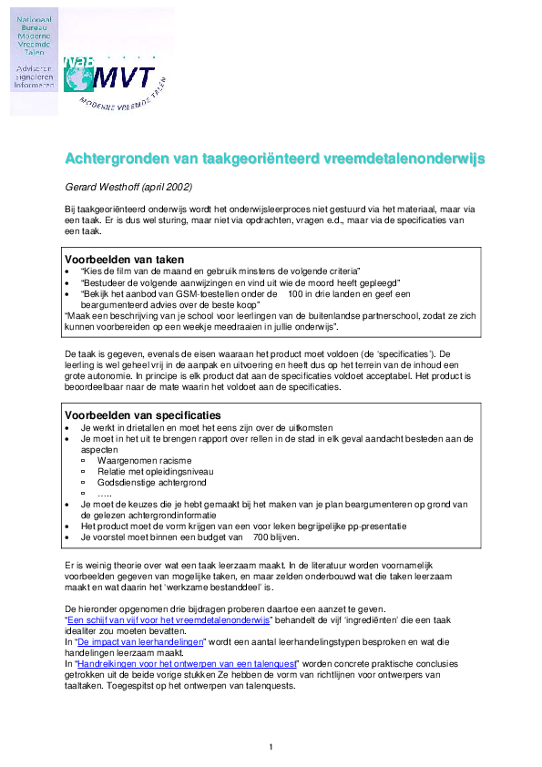 (PDF) Een "schijf van vijf" voor het vreemdetalenonderwijs | Gerard ...