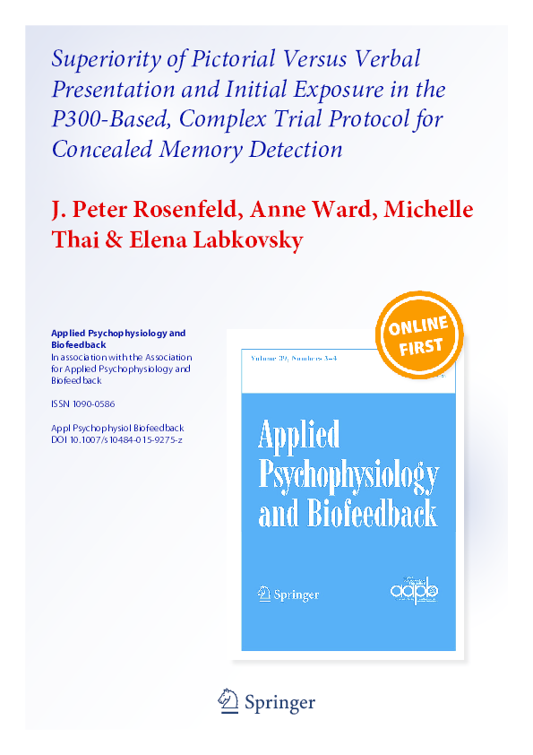 Pdf Superiority Of Pictorial Versus Verbal Presentation And Initial Exposure In The P300 Based