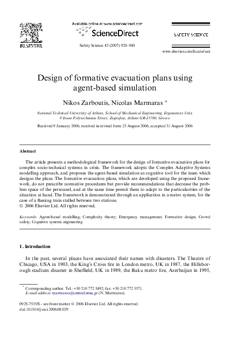 (PDF) Design of formative evacuation plans using agent-based simulation