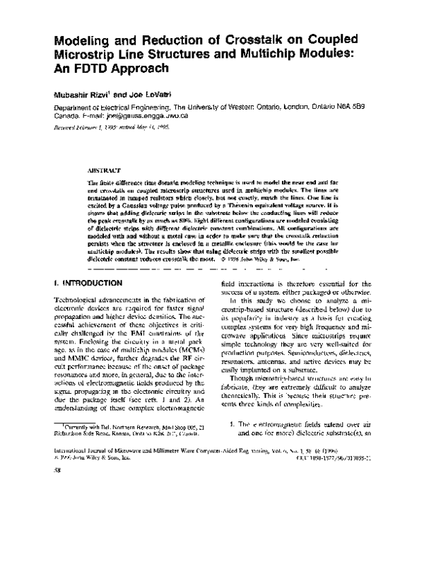 (PDF) Modeling and reduction of crosstalk on coupled microstrip line structures and multichip ...
