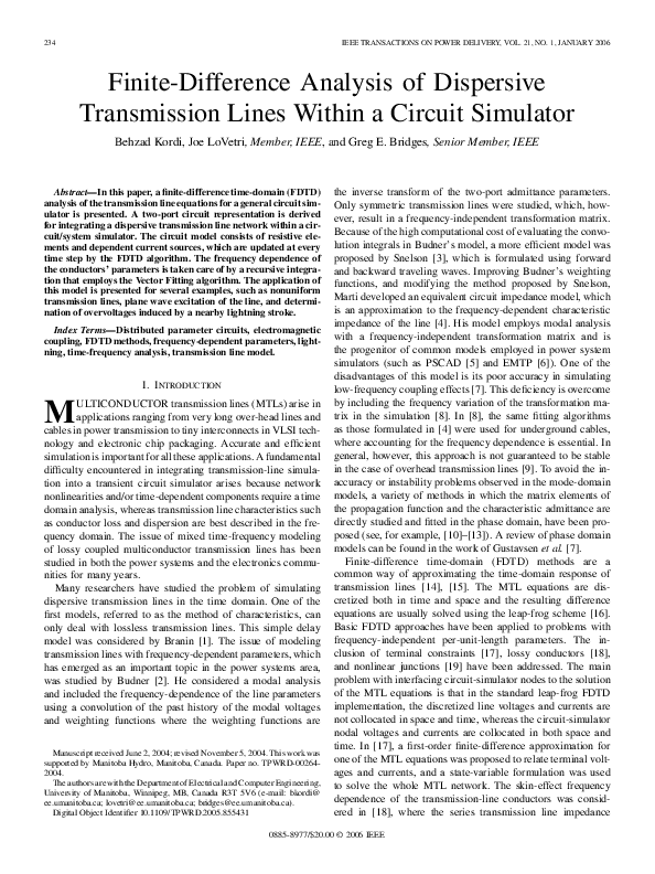 (PDF) Finite-Difference Analysis of Dispersive Transmission Lines ...