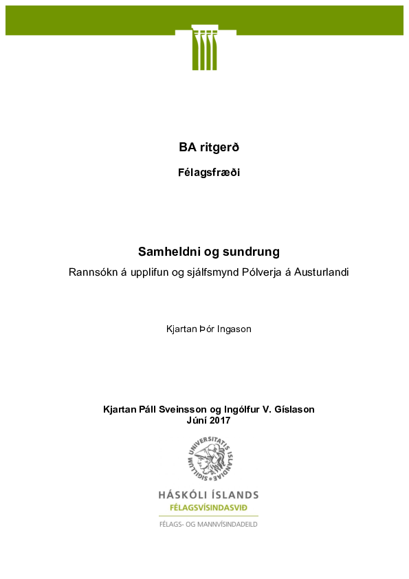 (PDF) BA ritgerð Félagsfraeði Samheldni og sundrung