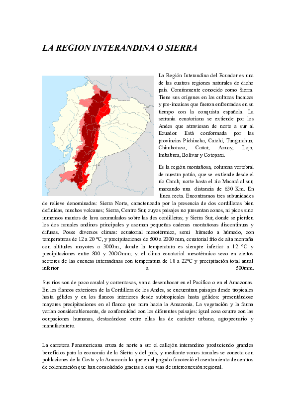 (DOC) LA REGION INTERANDINA O SIERRA