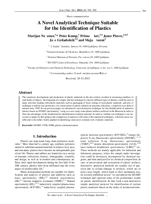 (PDF) NEČEMER, Marijan, KUMP, Peter, ŠKET, Primož, PLAVEC, Janez ...