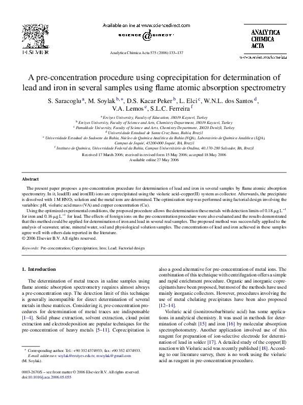 Pdf Determination Of Lead In Water Using Amberlite Xad 2 Functionalized With Xylenol Orange