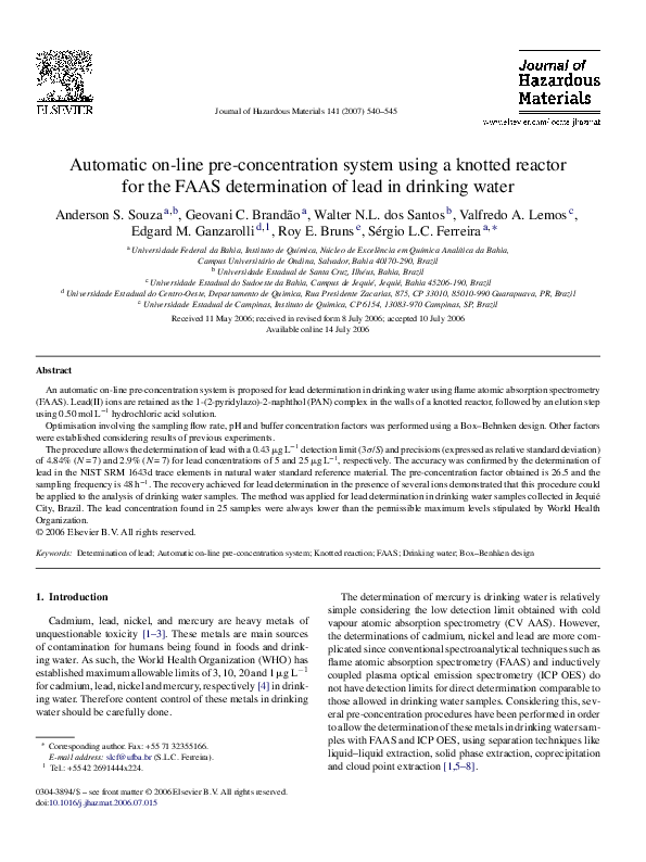 Pdf Automatic On Line Pre Concentration System Using A Knotted