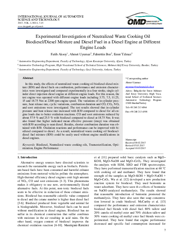 (PDF) INTERNATIONAL JOURNAL OF AUTOMOTIVE SCIENCE AND TECHNOLOGY ...