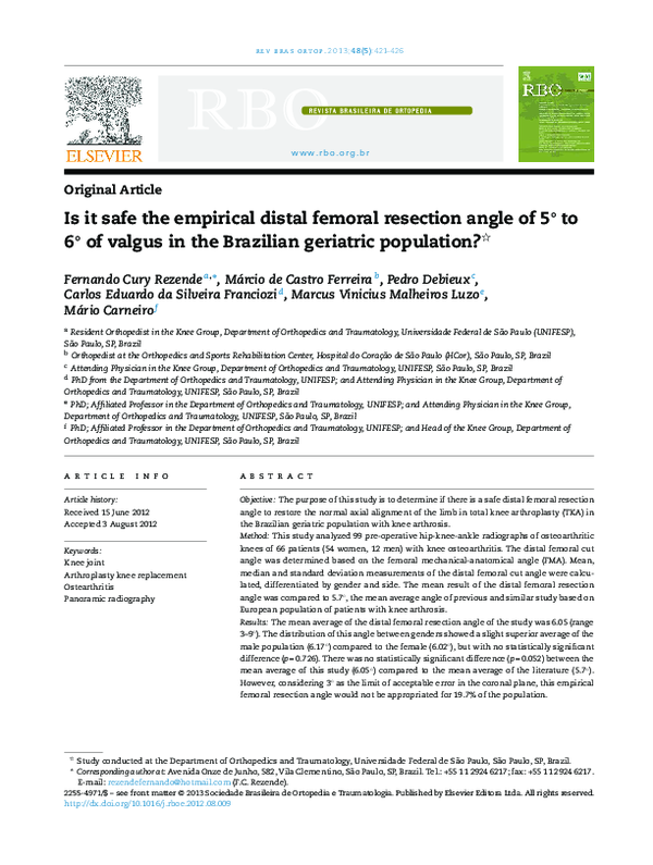 (PDF) Femoral Shaft Bowing Angle in The Coronal Plane Affects Distal ...