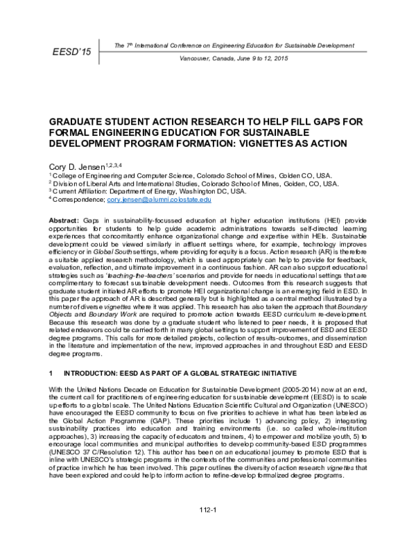 (PDF) Graduate student action research to help fill gaps for formal ...