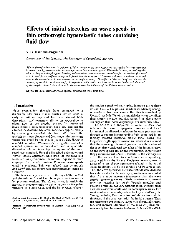 (PDF) Waves in fluid filled tubes: Theory and experiment | Stephen E ...