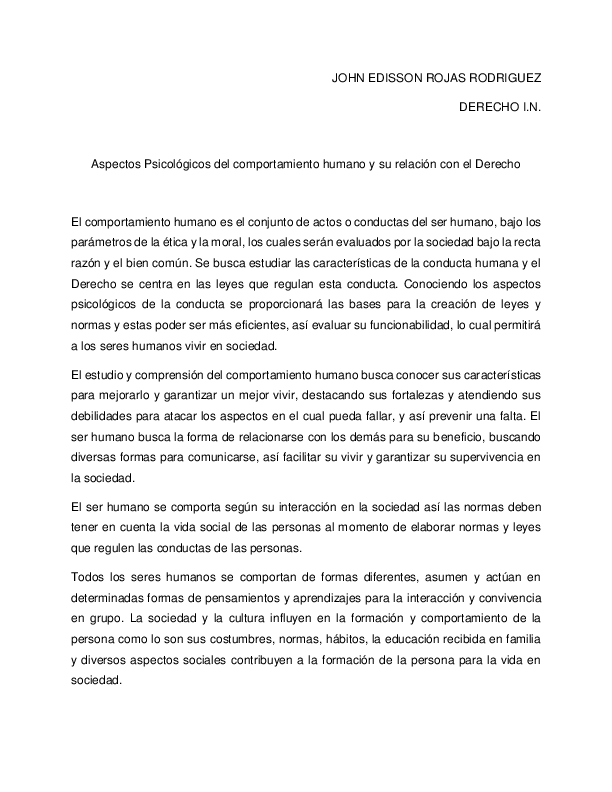 (DOC) ASPECTOS PSICOLOGICOS DEL COMPORTAMIENTO HUMANO Y EL DERECHO
