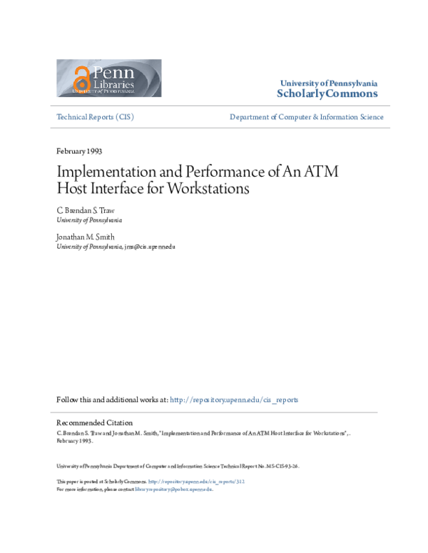 (PDF) Implementation and Performance of an Atm Host Interface for ...