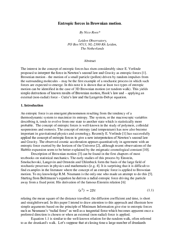 Pdf Deterministic And Time Reversal Invariant Description Of Brownian Motion Dimitri