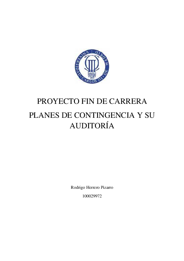 (PDF) PROYECTO FIN DE CARRERA PLANES DE CONTINGENCIA Y SU AUDITORÍA