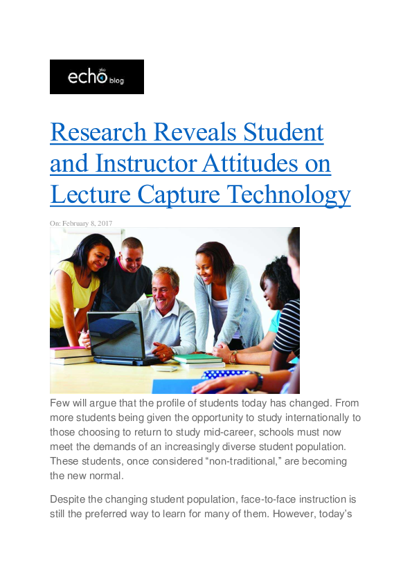 (PDF) Research reveals student and instructor attitudes on lecture ...