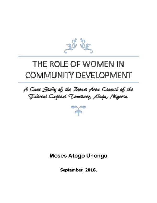 (PDF) THE ROLE OF WOMEN IN COMMUNITY DEVELOPMENT