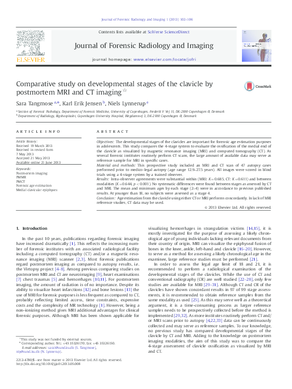 (PDF) Comparative study on developmental stages of the clavicle by ...