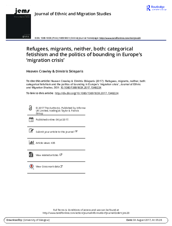 (PDF) Refugees, migrants, neither, both: categorical fetishism and the ...