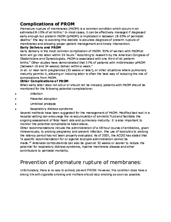 (DOC) Complications of PROM