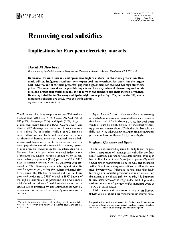 (PDF) Removing coal subsidies