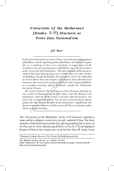 (PDF) 'Conversion of the Barbarians' [Huahu 化胡] Discourse as Proto Han ...