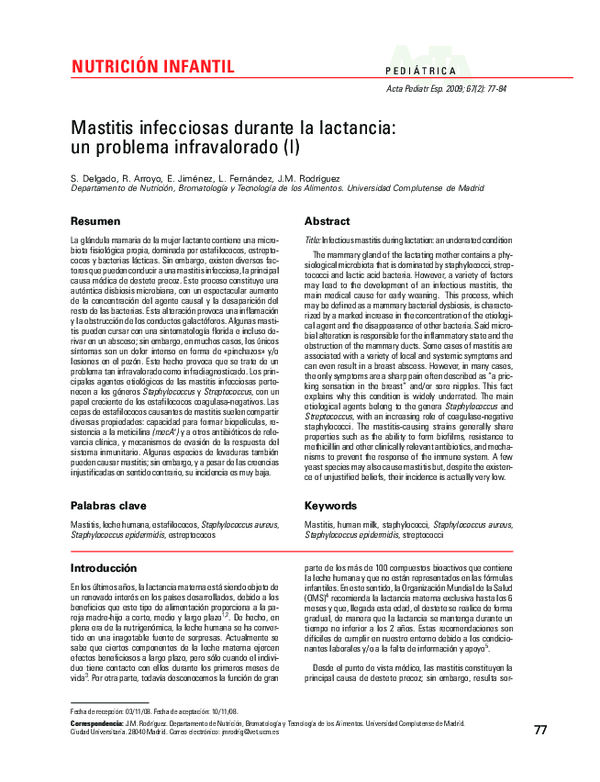 (PDF) Mastitis infecciosas durante la lactancia: un problema ...